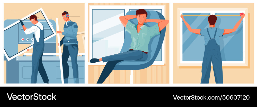 Plastic windows flat Royalty Free Vector Image