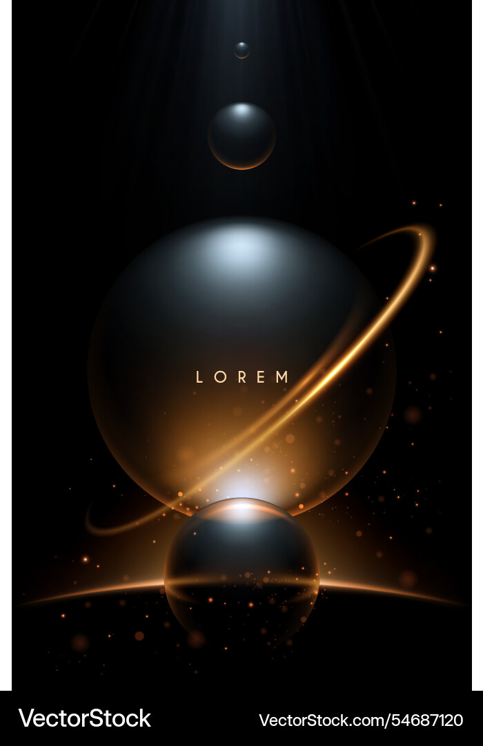 Spheres with golden light effects Royalty Free Vector Image