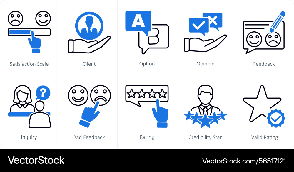 A set of 10 survey icons as satisfaction scale Vector Image