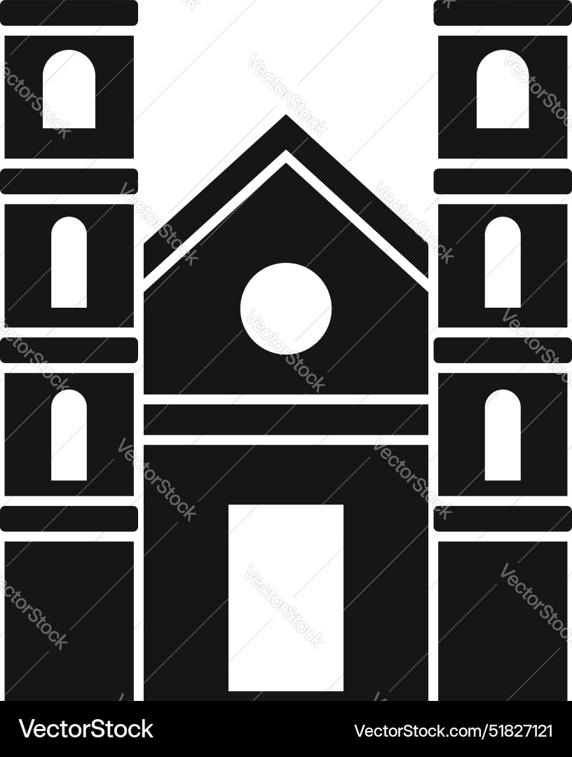 Big church building facade with two towers Vector Image