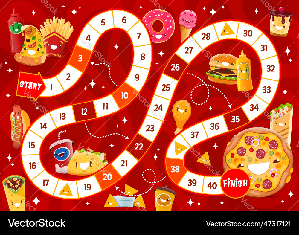 Cartoon Fast Food Step Game Royalty Free Vector Image