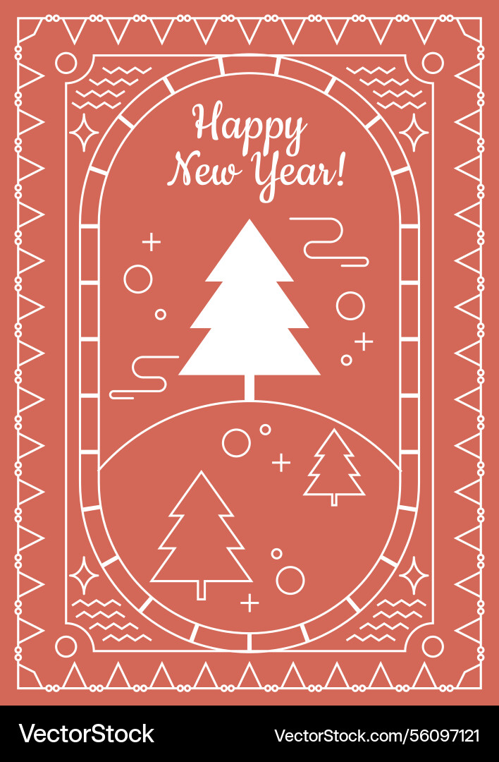 Christmas line style greeting card with modern Vector Image