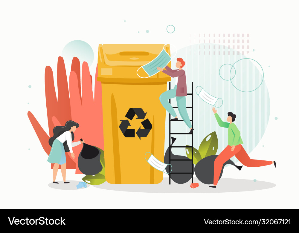 Coronavirus garbage flat style design Royalty Free Vector
