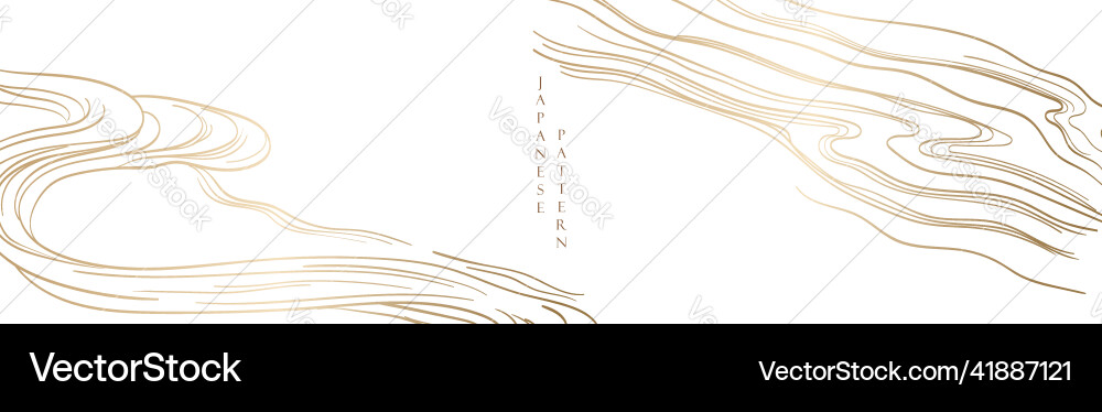 Hand drawn line wave with japanese pattern Vector Image