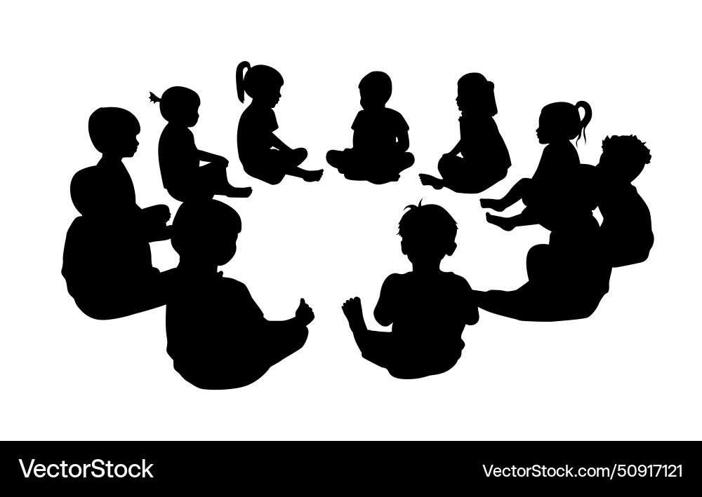 Kids sitting in circle play and talk together Vector Image