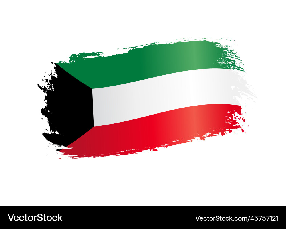 Kuwait flag made in textured brush stroke Vector Image