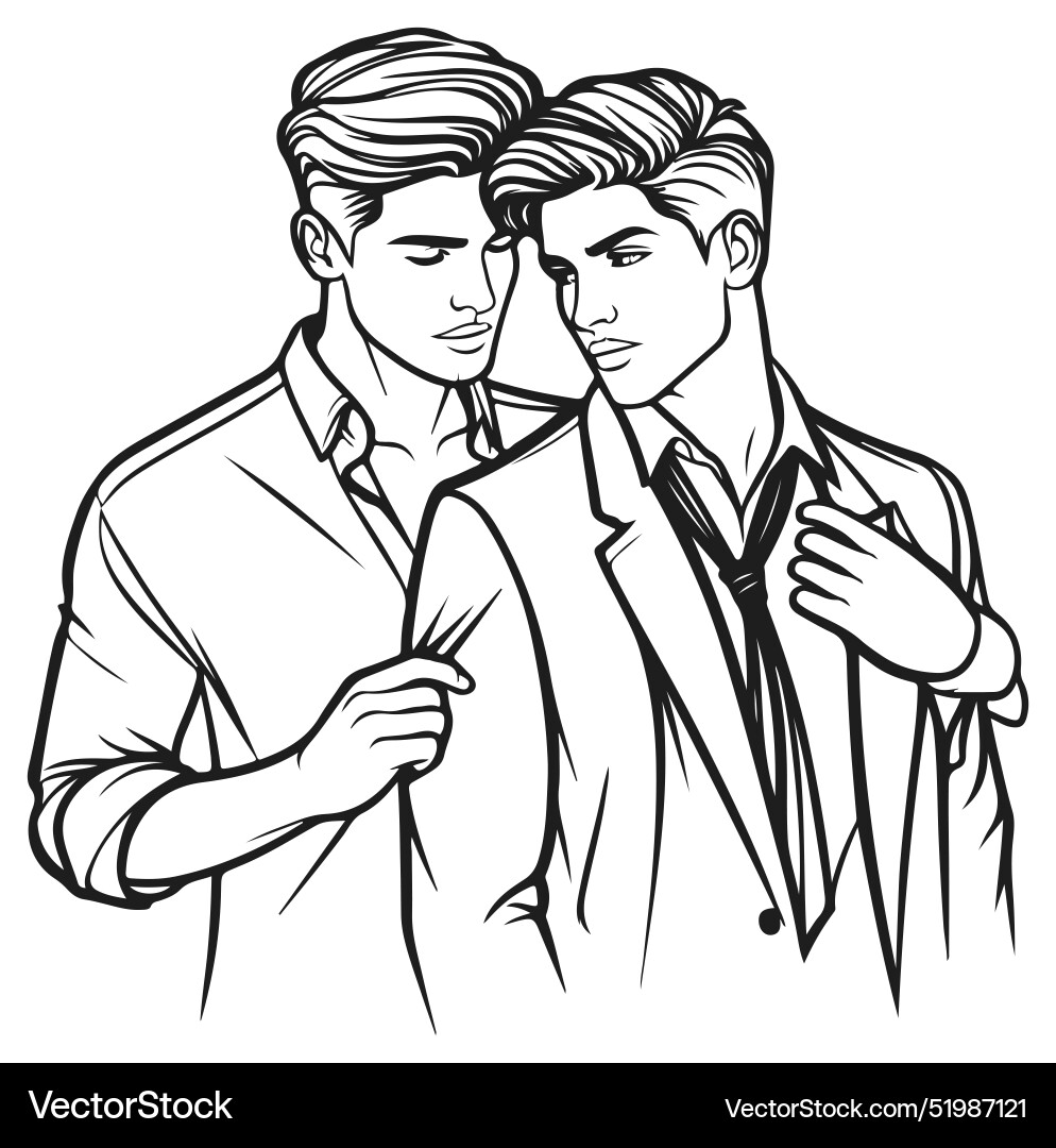 Man boy and husband line art drawing design Vector Image
