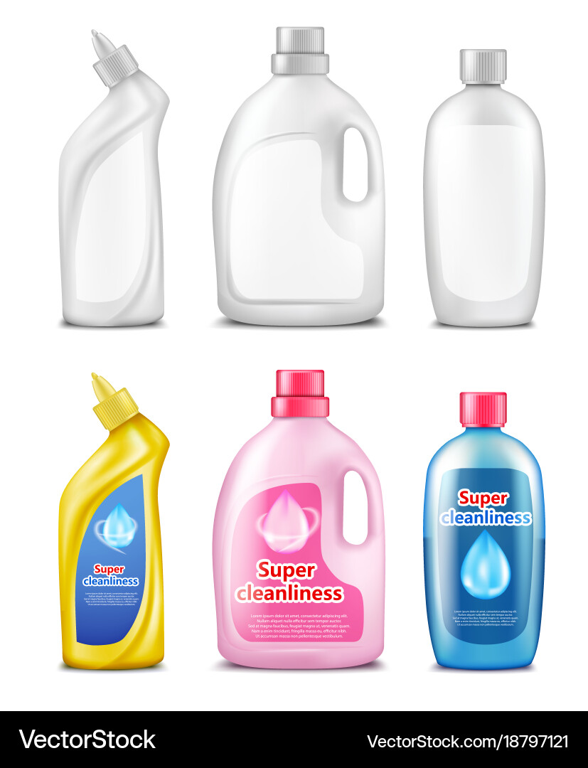 Plastic bottles for cleaning products Royalty Free Vector