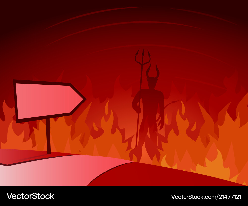 Road to hell and direction sign Royalty Free Vector Image