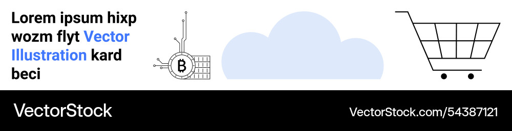 Shopping cart barcode scanner and cloud for e Vector Image