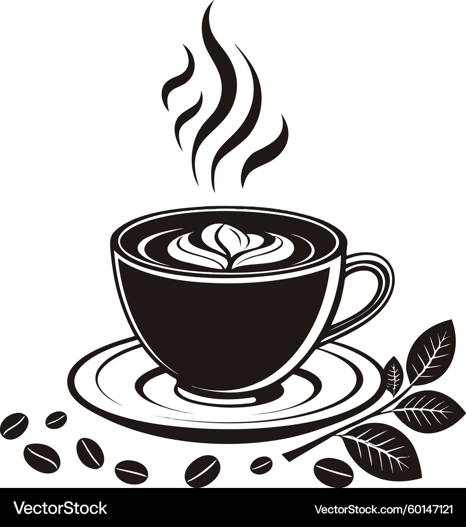Steaming Coffee Cup with Latte Art Royalty Free Vector Image