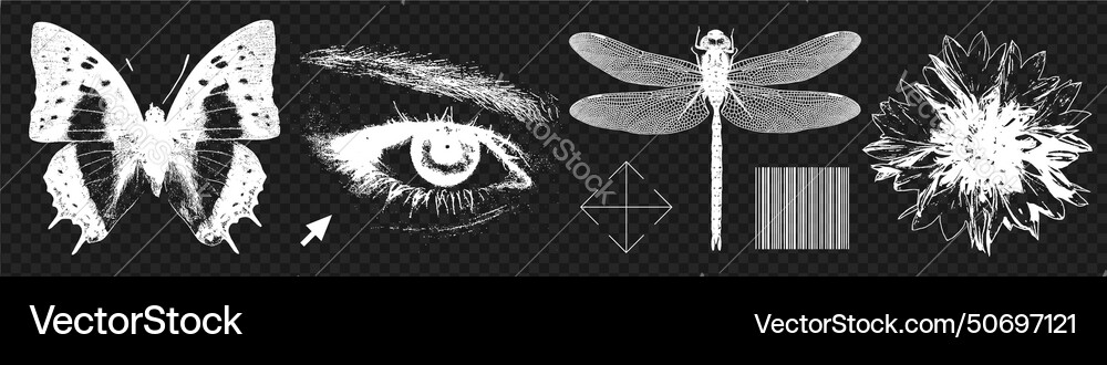 Trendy y2k grunge elements set with a retro Vector Image