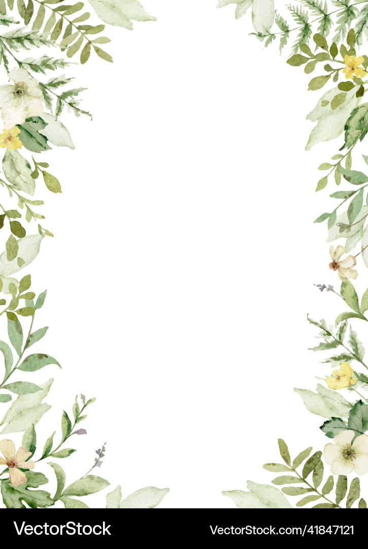 Watercolor frame with green forest foliage Vector Image