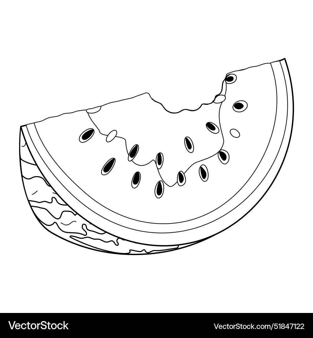 Bitten watermelon slice rind coloring Royalty Free Vector