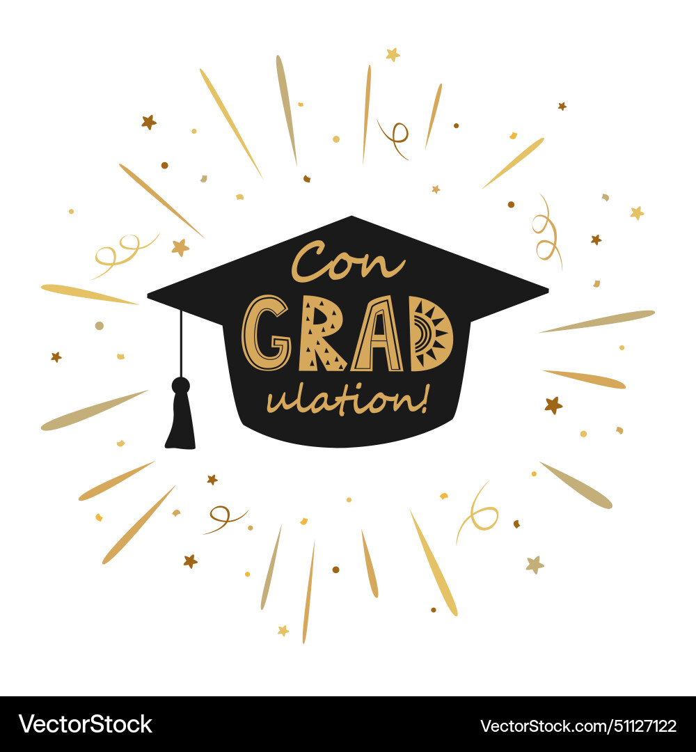 Congratulations on graduation graduate cap Vector Image