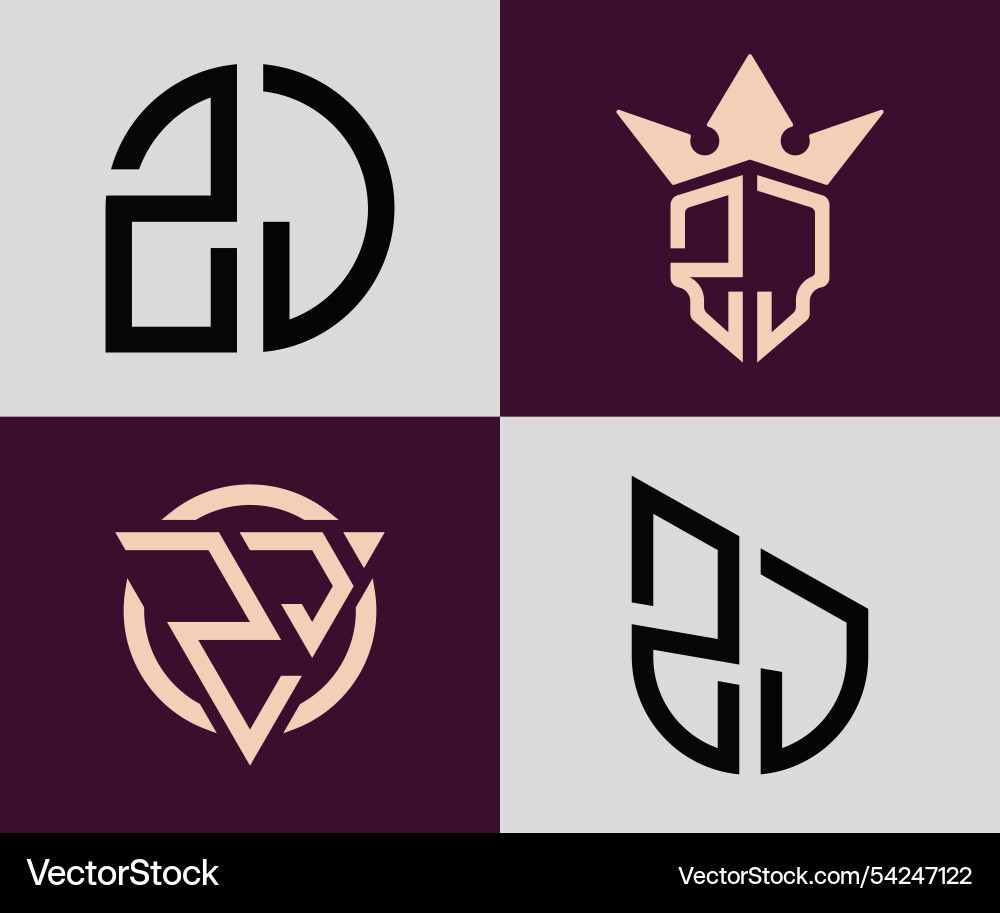 Creative simple initial letters zj logo designs Vector Image