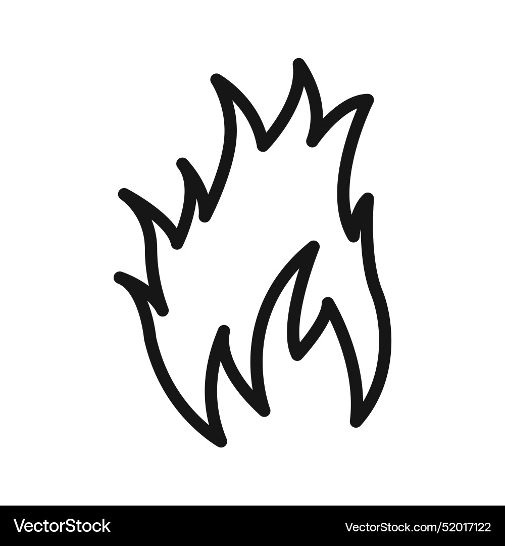 Flame fire icon black line art Royalty Free Vector Image