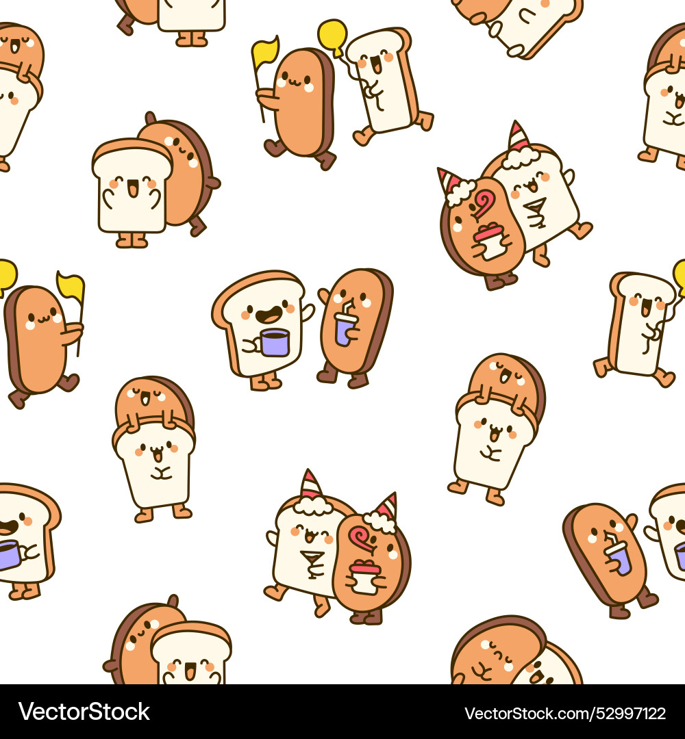 Funny couple bread cartoon characters Royalty Free Vector