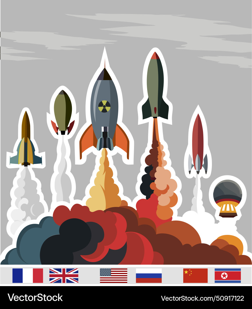 Launching rocket bomb with smoke Royalty Free Vector Image