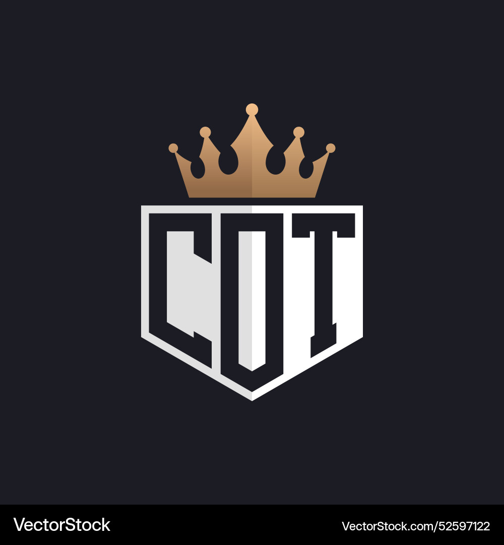 Luxury cot logo with crown elegant initials Vector Image