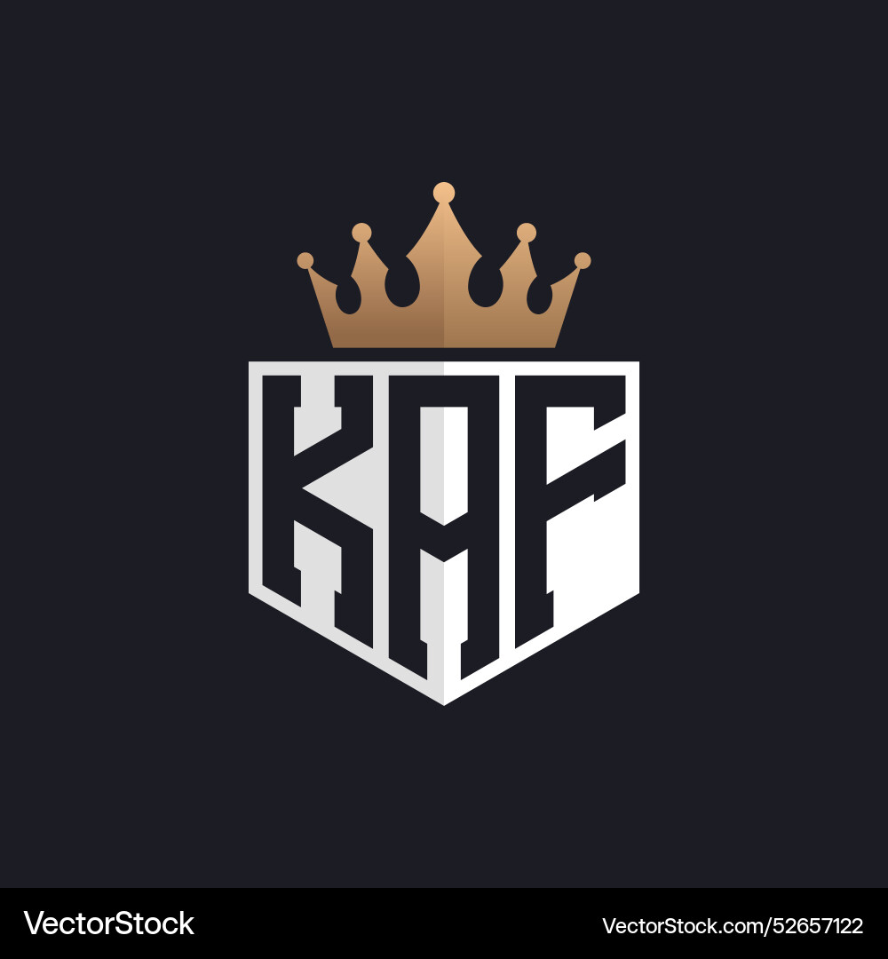Luxury kaf logo with crown elegant initials Vector Image