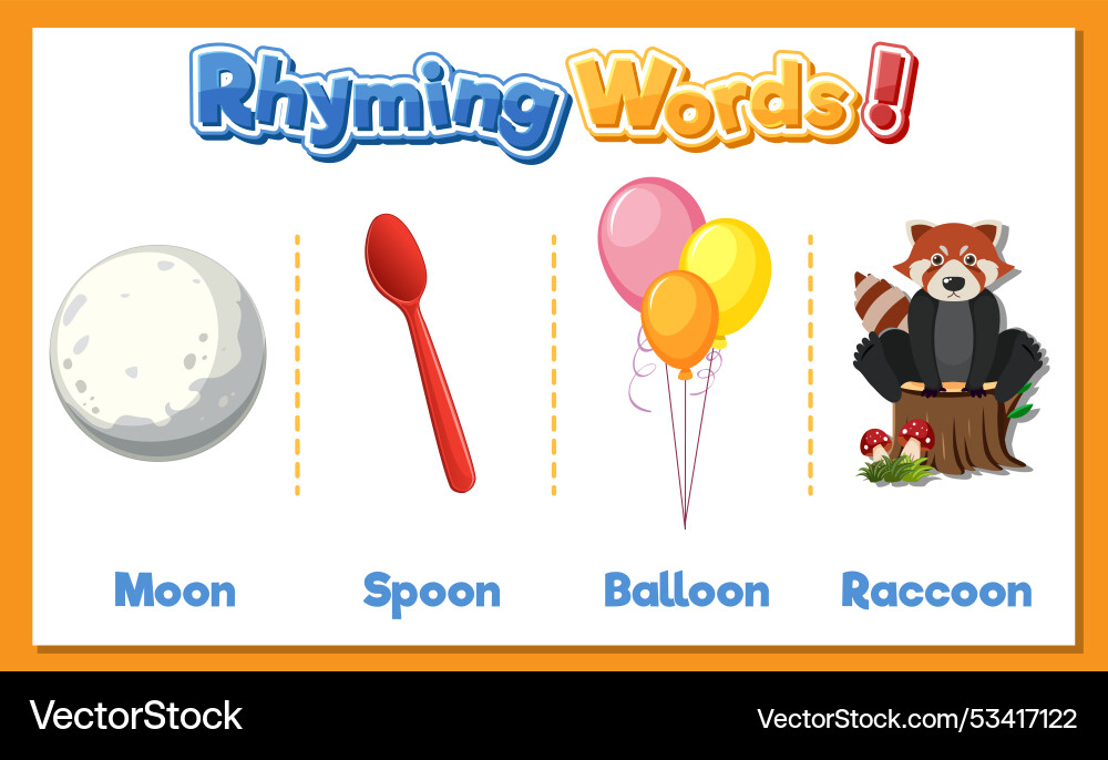 Rhyming words with images Royalty Free Vector Image