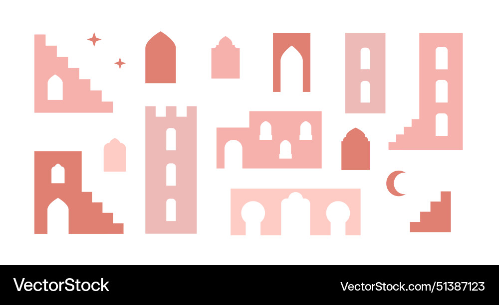 Abstract arabic moroccan arch door architecture Vector Image