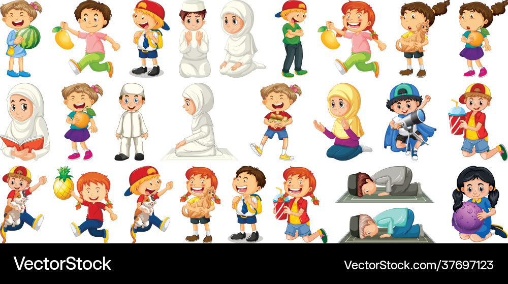 Children doing different activities cartoon Vector Image