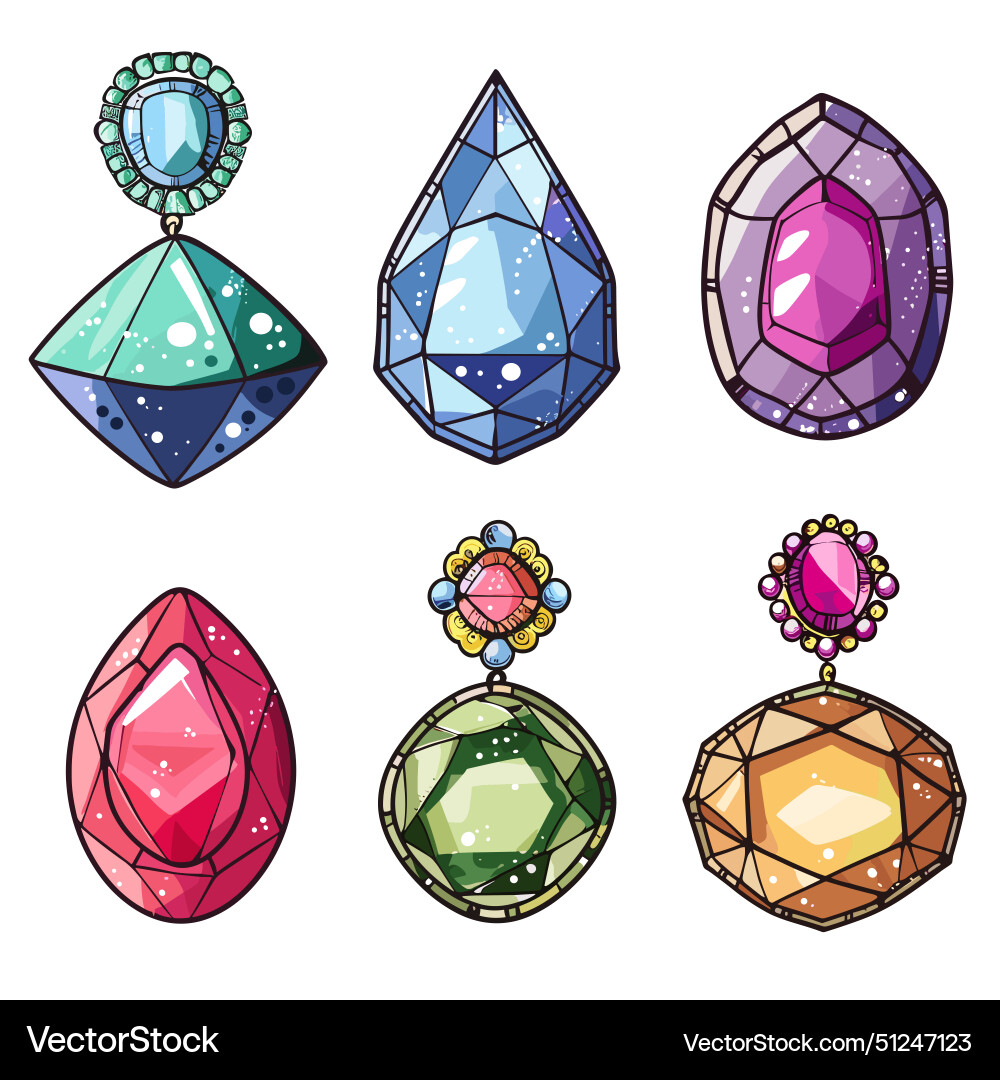 Collection colorful gemstones Royalty Free Vector Image