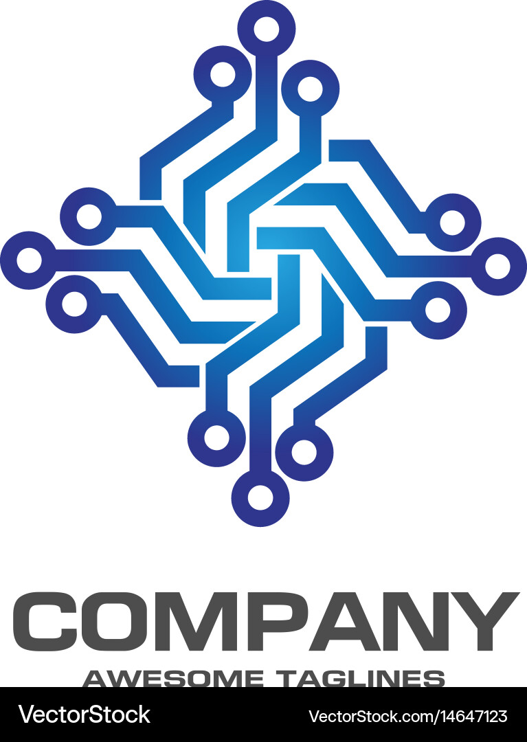 Digital electronics logo design Royalty Free Vector Image