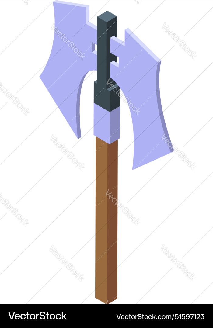 Double sided axe with wooden handle standing Vector Image