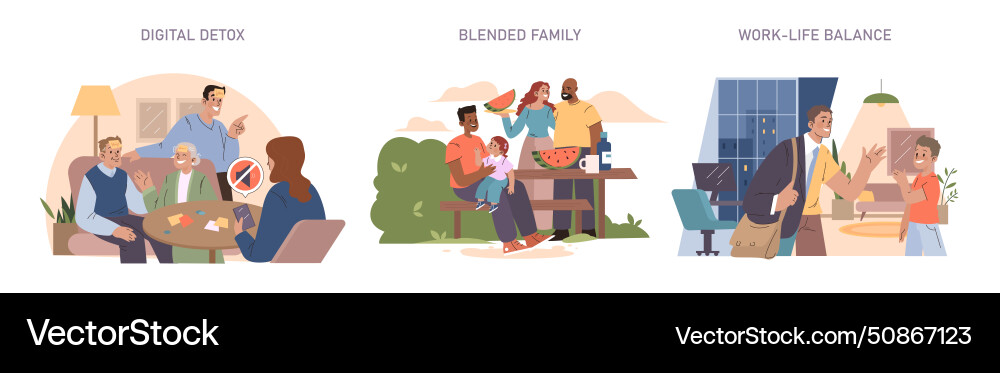 Modern families set Royalty Free Vector Image - VectorStock