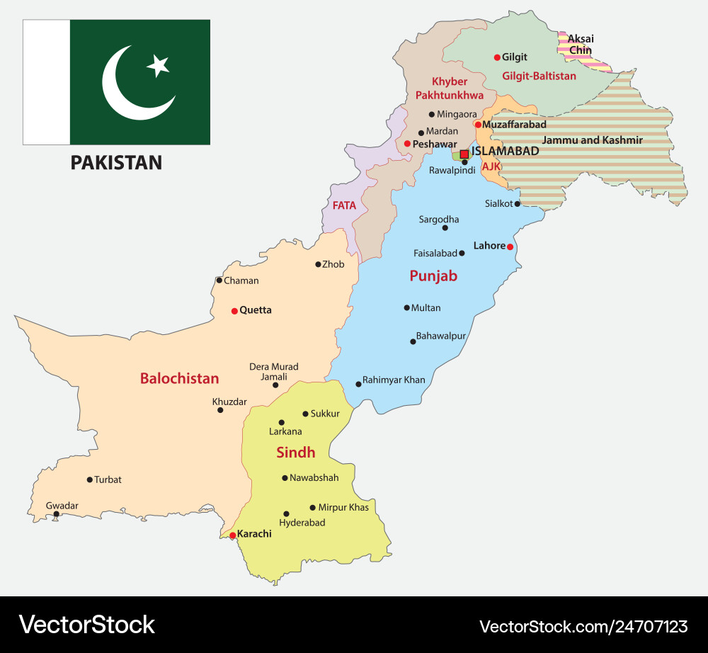 Pakistan administrative and political map Vector Image