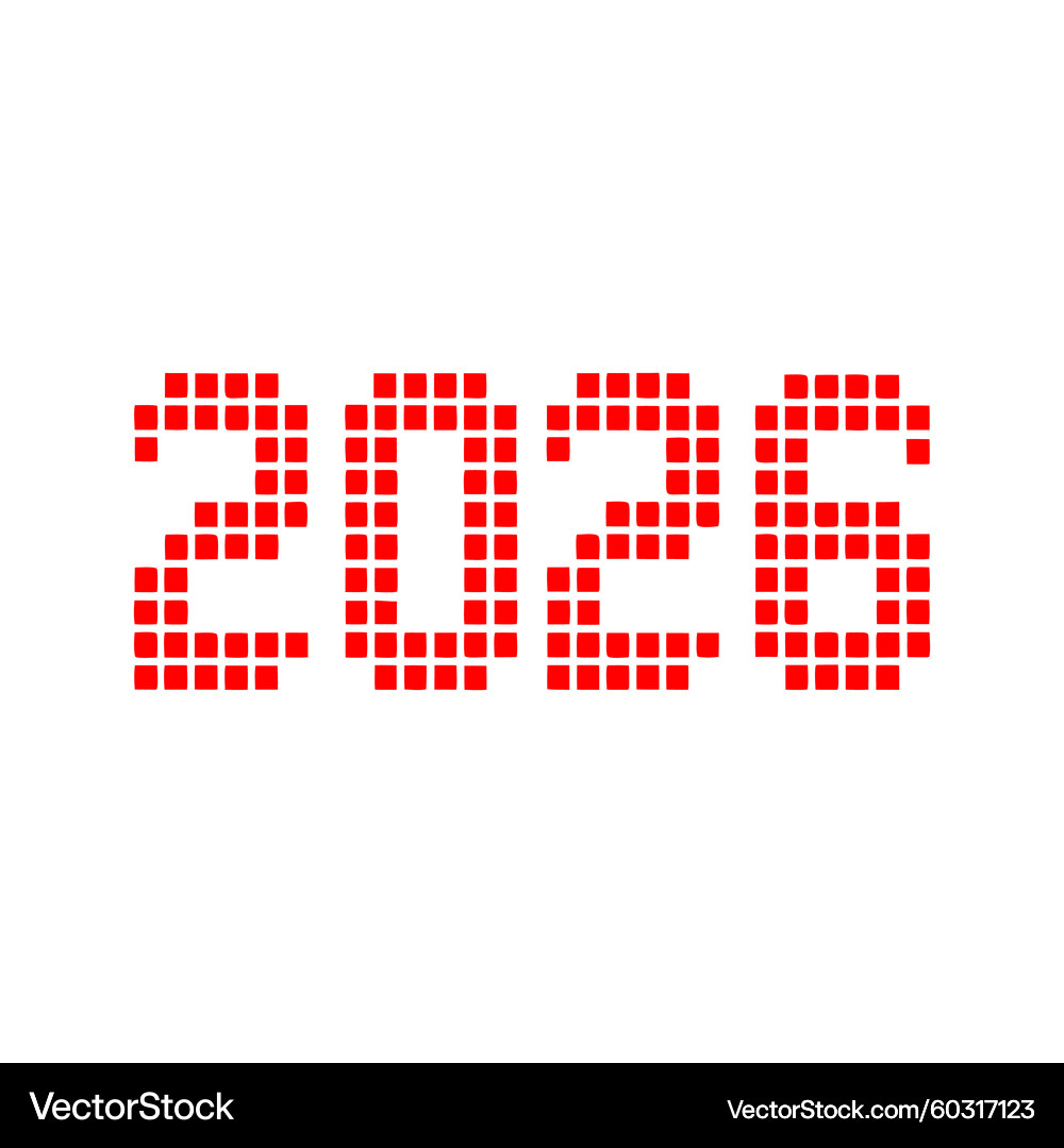 Pixel Art Number 2026 - Bold Red Royalty Free Vector Image