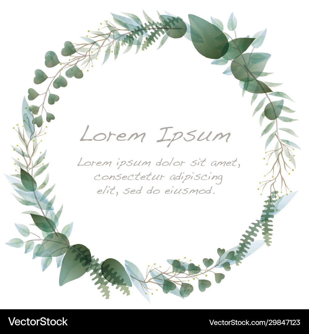 Round watercolor botanical frame Royalty Free Vector Image