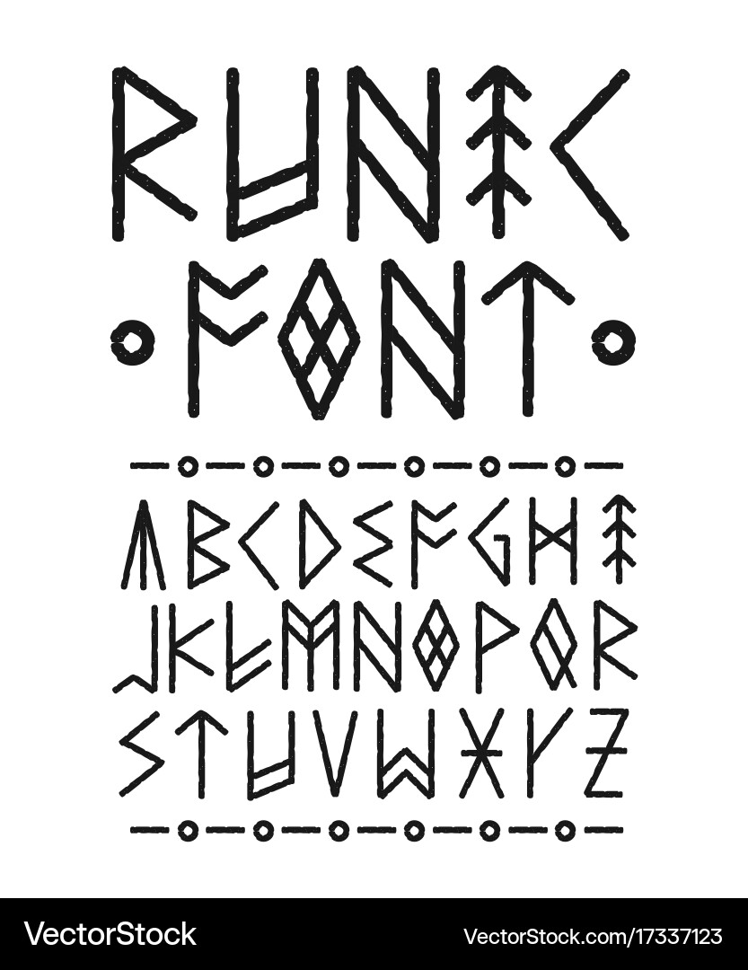 Runic hand drawn font ink brush Royalty Free Vector Image
