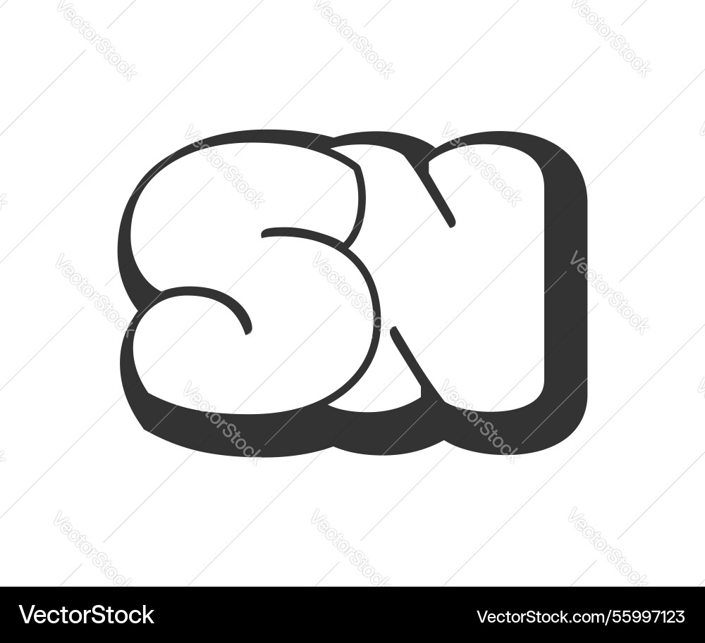 Sn logo bubble comic lettering rounded Royalty Free Vector
