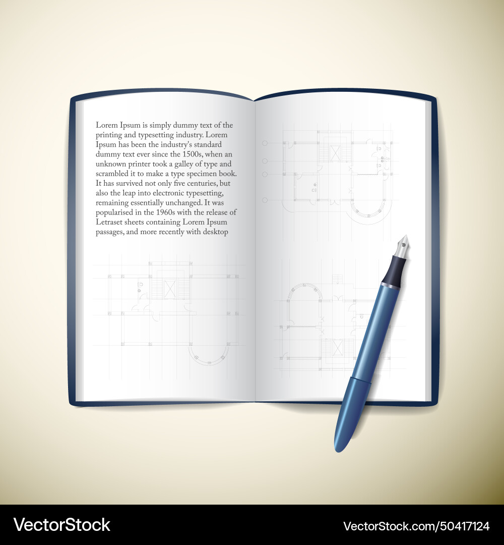 Architects paper with pen Royalty Free Vector Image