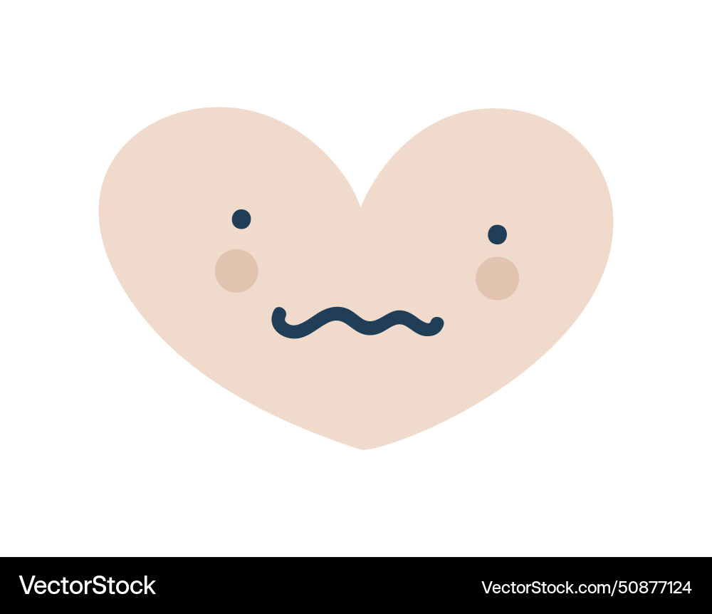 Beige silly heart emoji icon object symbol flat Vector Image