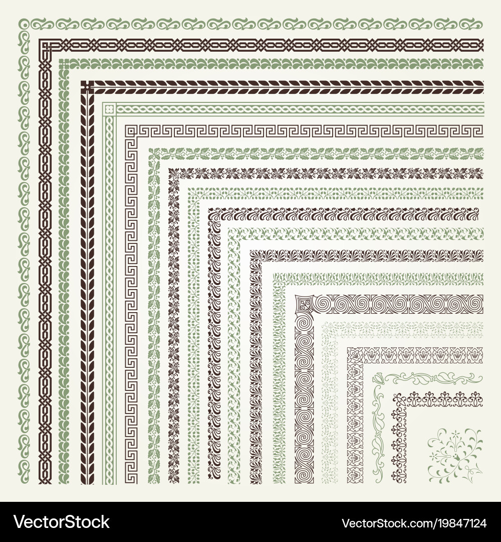 Big set of seamless corners Royalty Free Vector Image