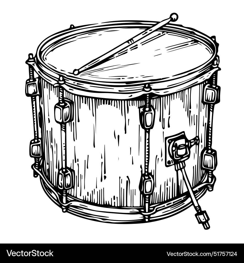 Doodle style drum sketch in isolated on white Vector Image
