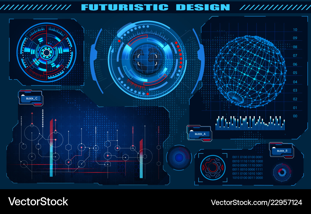 Futuristic graphic interface hud design Royalty Free Vector