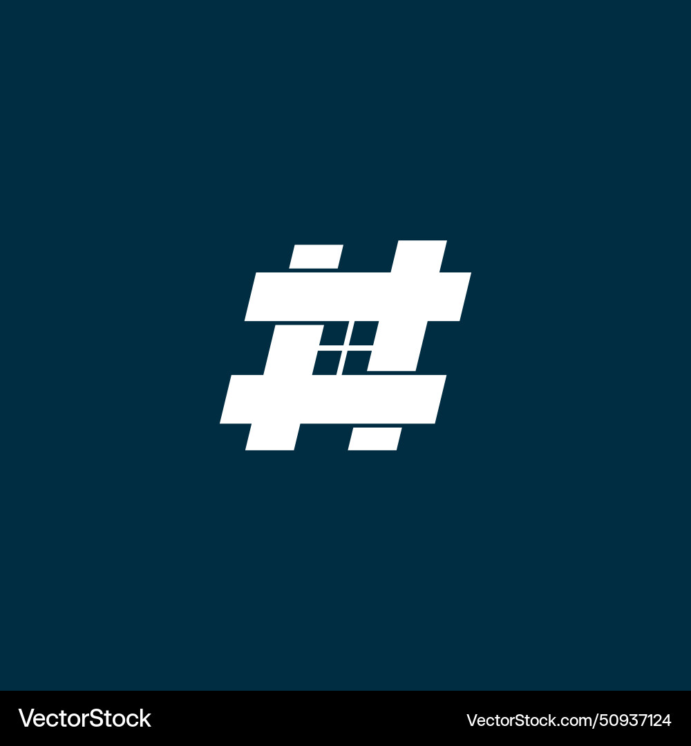 Hashtag symbol with house window logo icon Vector Image