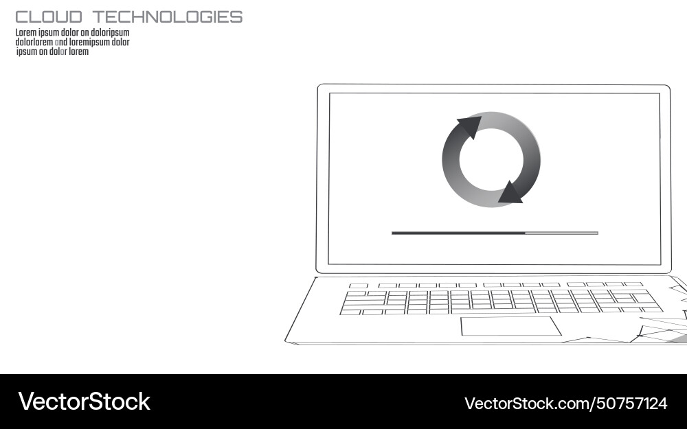 Laptop system update settings computer online Vector Image