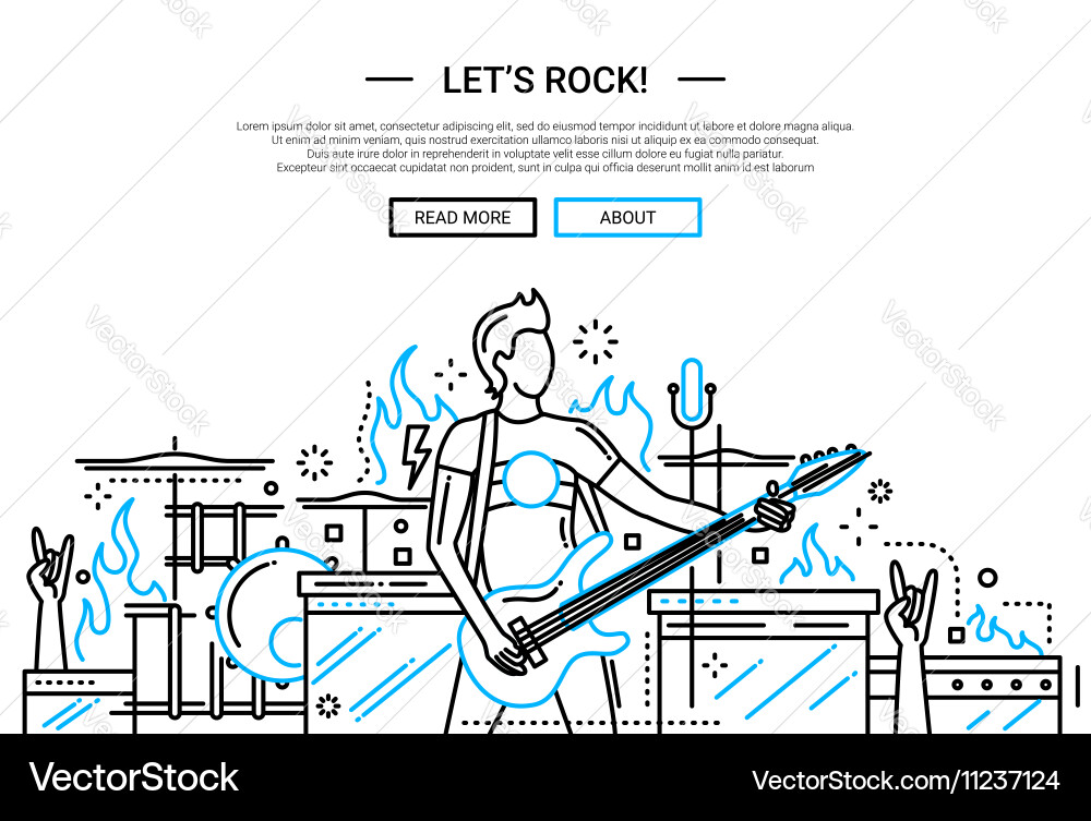 Lets rock - line design website banner Lizenzfreier Vektor