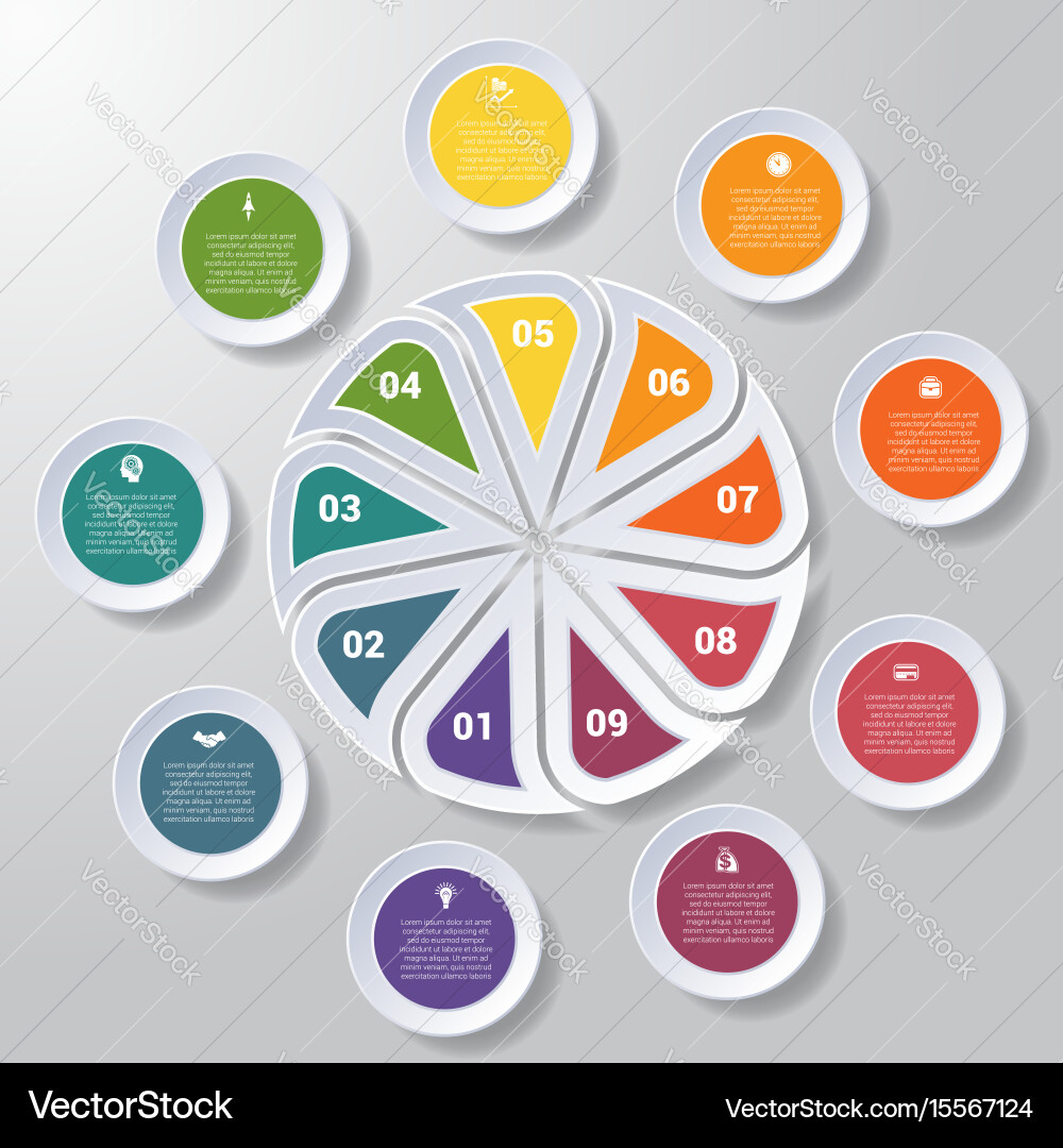 Pie chart or area diagram infographics nine Vector Image