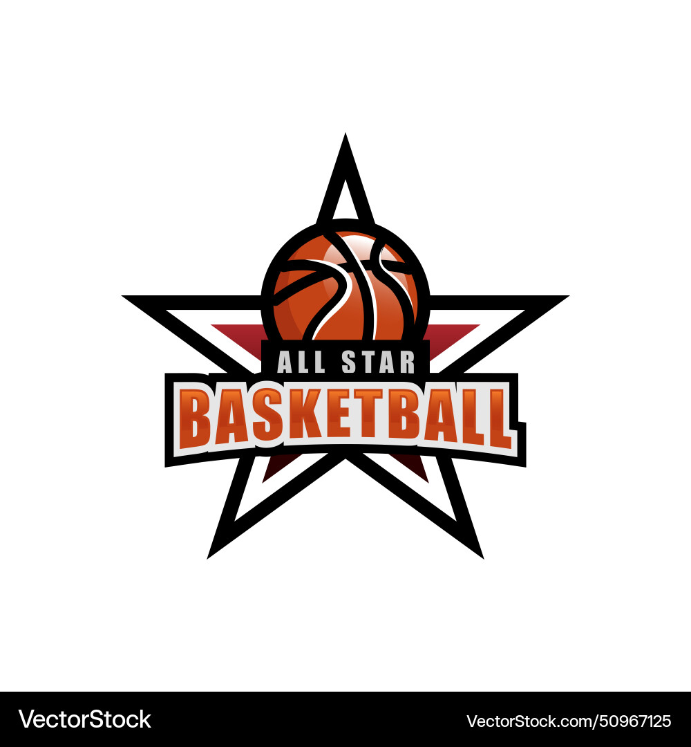 All star for basketball emblem logo design Vector Image
