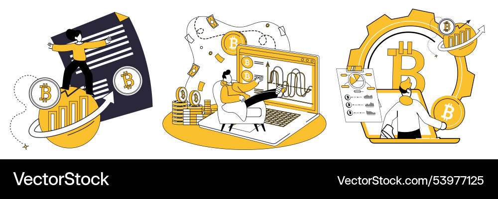 Bitcoin financial analysis and education concept Vector Image