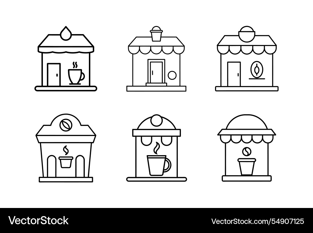 Coffee shop line art Royalty Free Vector Image