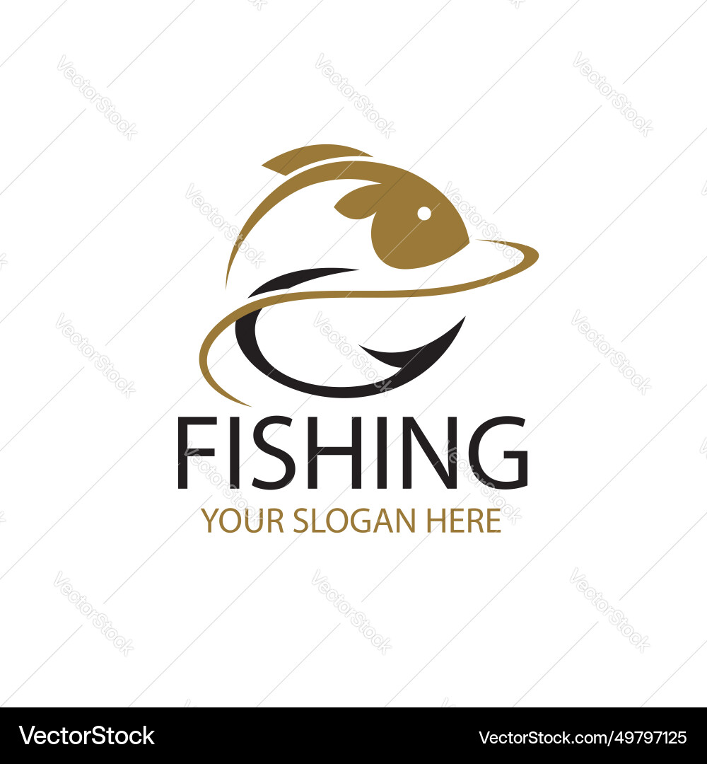 Fishing Hook & Fish Emblem Royalty Free Vector Image